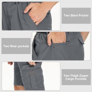 linlon Mens Hiking Shorts Outdoor Casual Lightweight Quick Dry Shorts Tactical Shorts Hiking Cargo Shorts, Grey,30