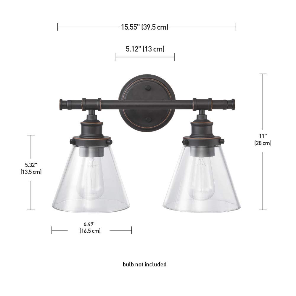 Globe Electric 51444 Parker Vanity Light, 2, Oil Rubbed Bronze, Bulb Not Included