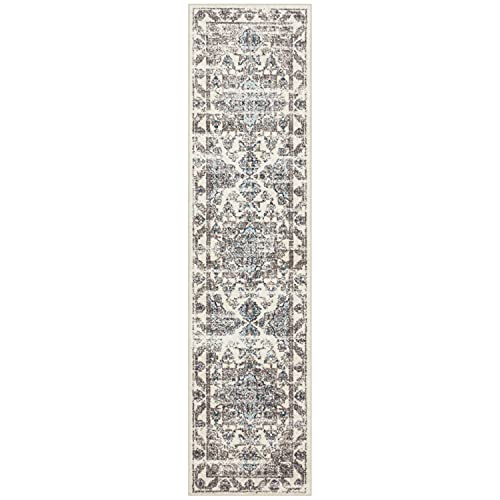 Maples Rugs Distressed Tapestry Vintage Non Slip Runner Rug For Hallway Entry Way Floor Carpet [Made in USA], 2'6 x 10, Neutral