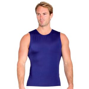 insta slim mens compression sleeveless crew neck muscle shirt- slimming body shaper undershirt (x-large, midnight navy)