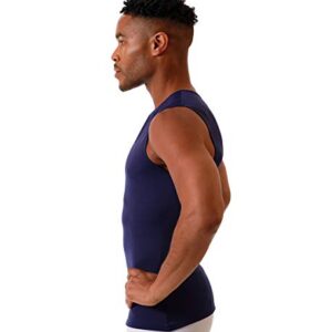 Insta Slim Mens Compression Sleeveless Crew Neck Muscle Shirt- Slimming Body Shaper Undershirt (X-Large, Midnight Navy)