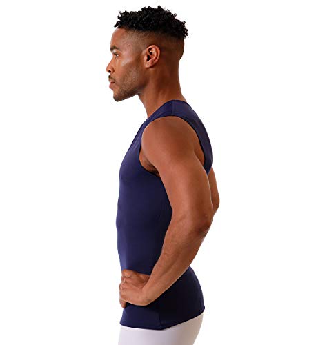 Insta Slim Mens Compression Sleeveless Crew Neck Muscle Shirt- Slimming Body Shaper Undershirt (X-Large, Midnight Navy)