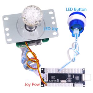 SJ@JX Arcade Game LED DIY Kit Mechanical Keyboard Switch Arcade LED Button LED Joystick Controller Zero Delay USB Encoder for PC MAME Retropie JAMMA