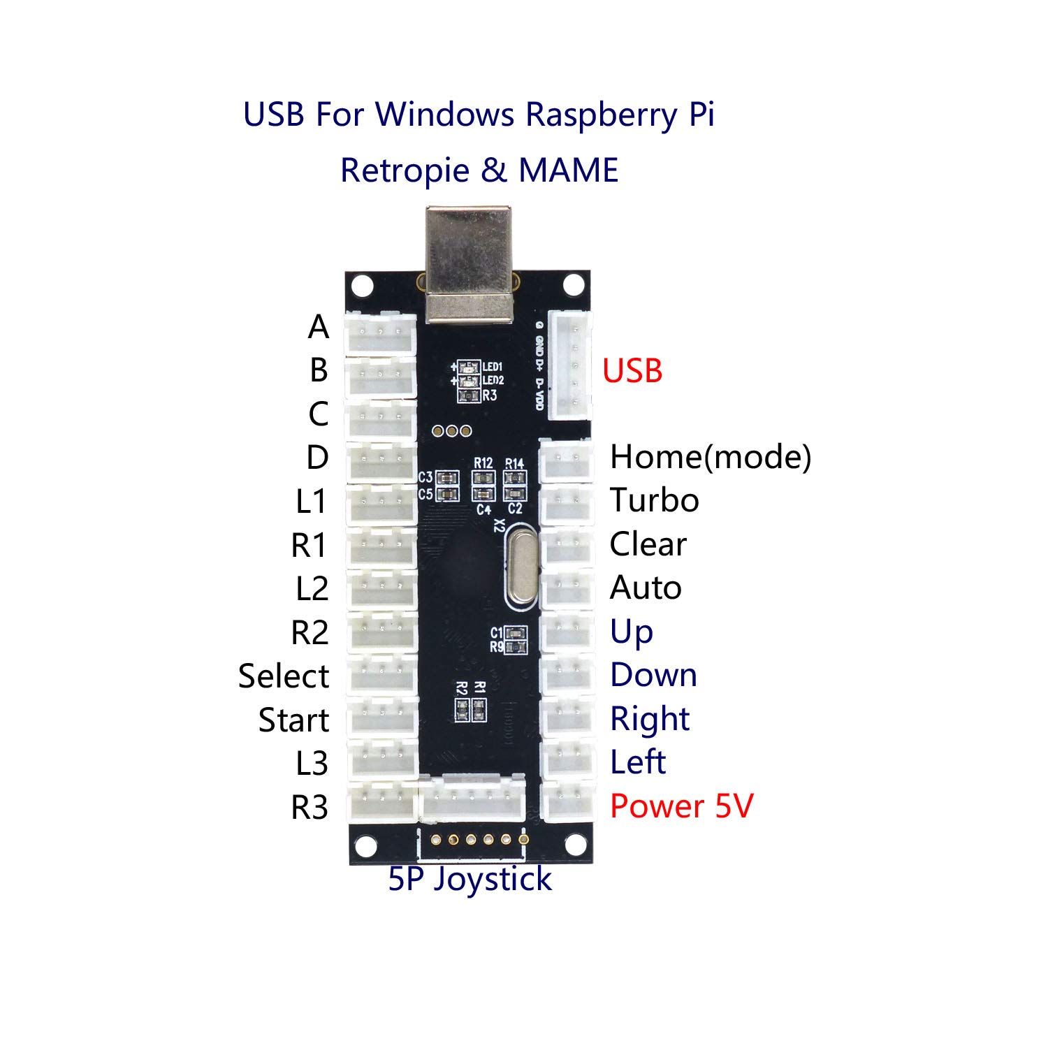 SJ@JX Arcade Game LED DIY Kit Mechanical Keyboard Switch Arcade LED Button LED Joystick Controller Zero Delay USB Encoder for PC MAME Retropie JAMMA