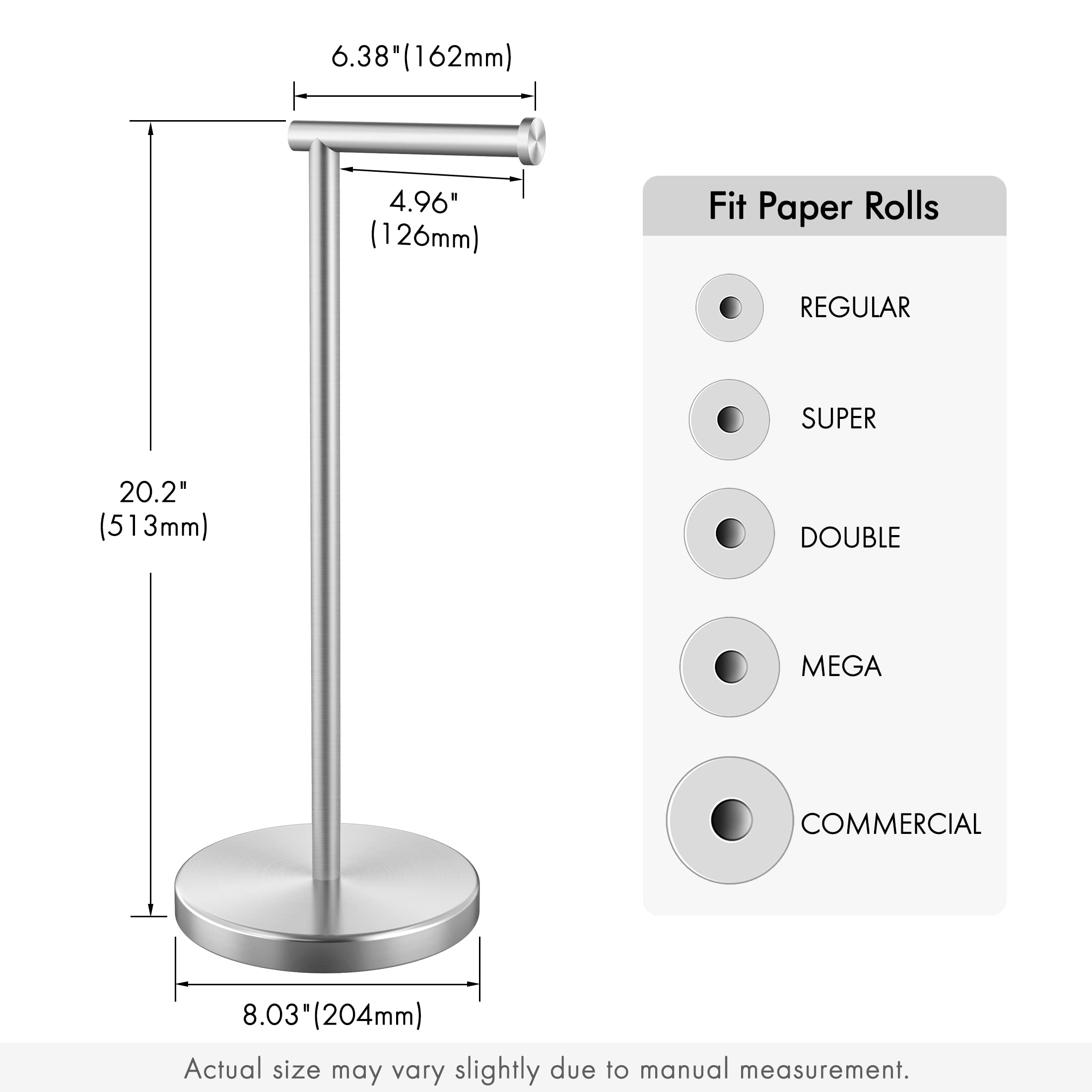 KES Toilet Paper Holder Stand SUS 304 Stainless Steel Rustproof Pedestal Lavatory Tissue Roll Holder Floor Stand Modern Brushed Finish, BPH283S1-2