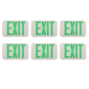 spectsun 6pack led exit sign with battery backup,green exit light-hardwired combo exit sign,120v/277v wired exit sign with arrow,wall mount/ceiling exit sign white,emergency fire exit light corded