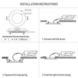 TORCHSTAR 12-Pack Essential Series 4 Inch Ultra-Thin LED Recessed Lighting with J-Box, 5000K Daylight, 10W Dimmable 700lm Brightness LED Downlight, ETL & Energy Star Listed