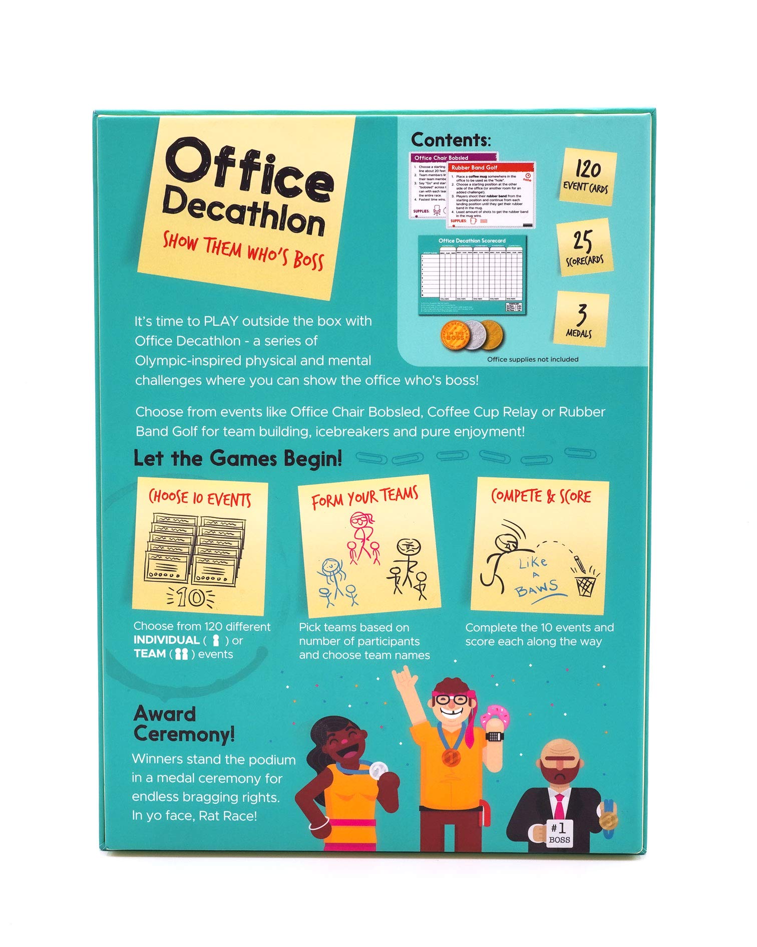 Office Decathlon Game by Gray Matters Games, Office Game for Coworkers, Olympic-Inspired Team Building Game for Work with Fun Ice Breaker Activities