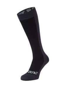 sealskinz unisex waterproof cold weather knee length sock, black/grey, small