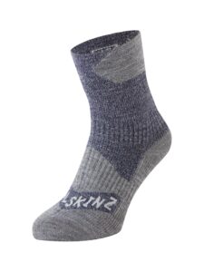 sealskinz womens length bircham waterproof all weather ankle sock, navy blue/grey marl, medium us