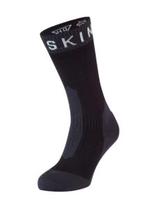 sealskinz unisex waterproof extreme cold weather mid length sock, black/grey/white, large