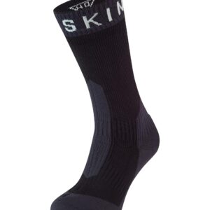 SEALSKINZ Unisex Waterproof Extreme Cold Weather Mid Length Sock, Black/Grey/White, Large