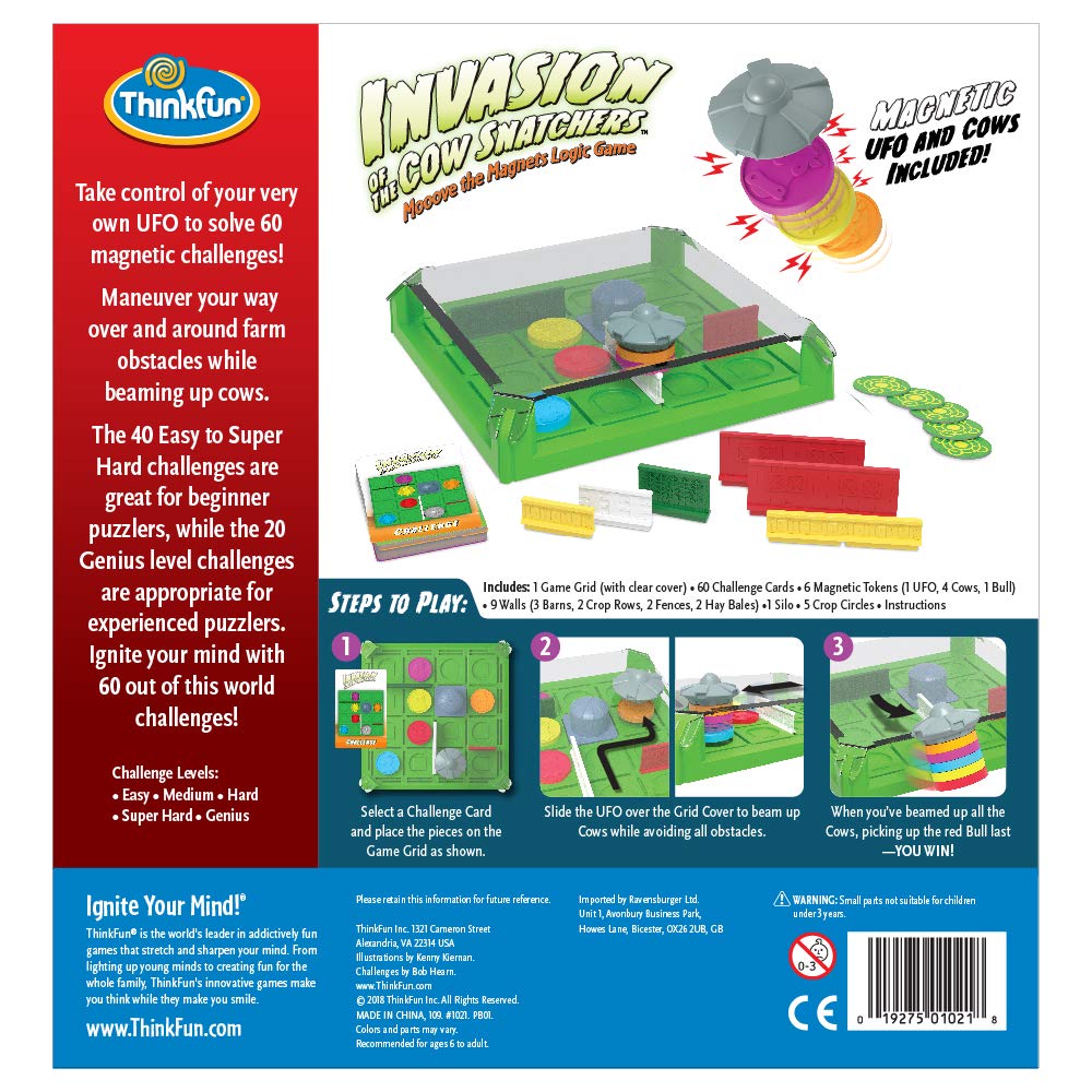 ThinkFun Invasion of the Cow Snatchers STEM Toy and Logic Game for Boys and Girls Age 6 and Up - A Magnet Maze Logic Puzzle