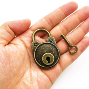 Hyamass 3pcs Vintage Antique Style Mini Archaize Padlocks Key Lock with Keys (Bronze)