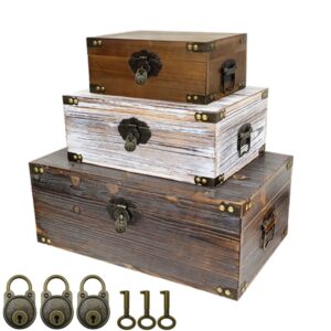 Hyamass 3pcs Vintage Antique Style Mini Archaize Padlocks Key Lock with Keys (Bronze)