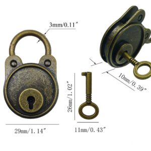 Hyamass 3pcs Vintage Antique Style Mini Archaize Padlocks Key Lock with Keys (Bronze)