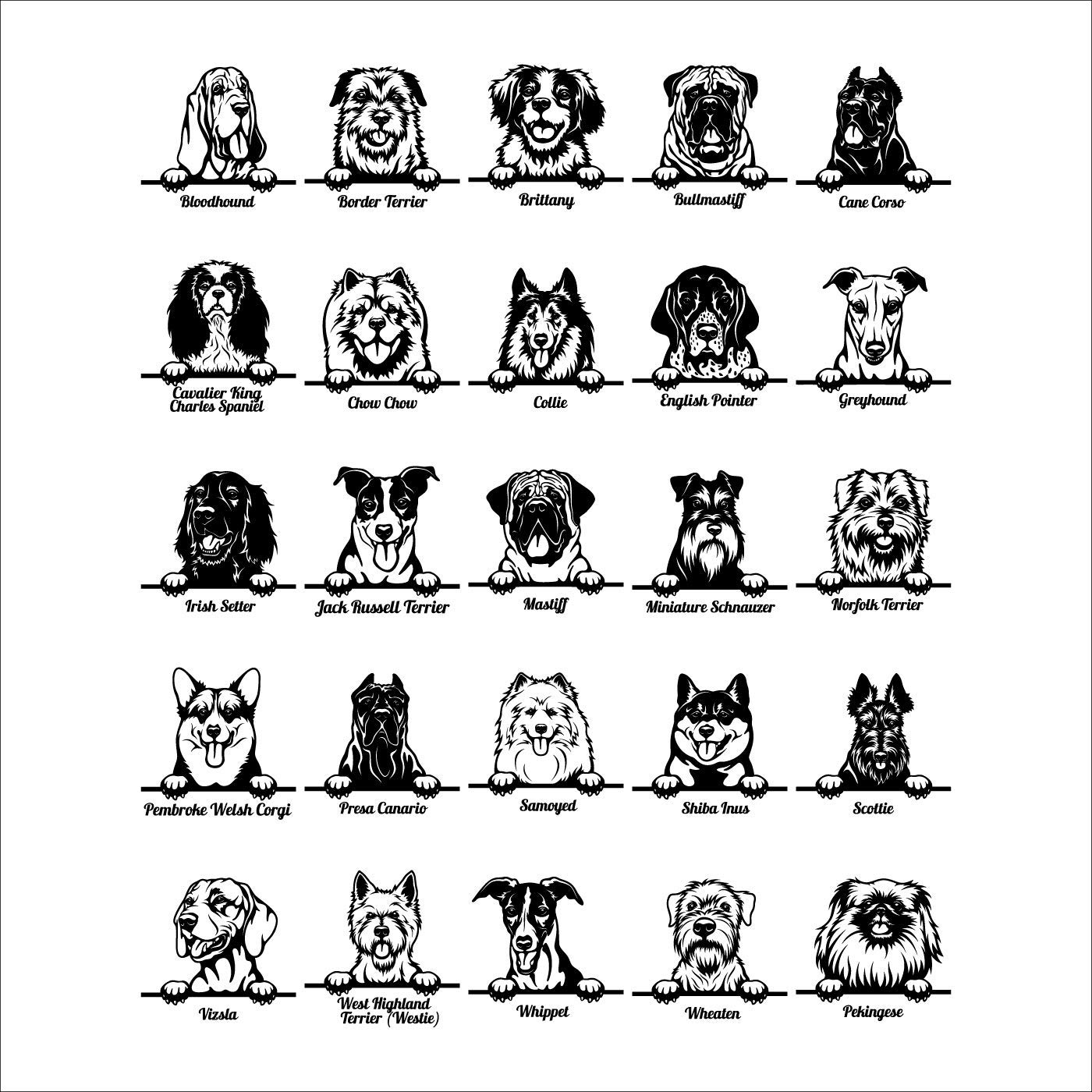 Peeking Dog Clipart-Vector Clip Art-Vinyl Cutter Plotter Images-T-Shirt Graphics CD