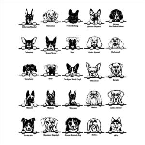 Peeking Dog Clipart-Vector Clip Art-Vinyl Cutter Plotter Images-T-Shirt Graphics CD