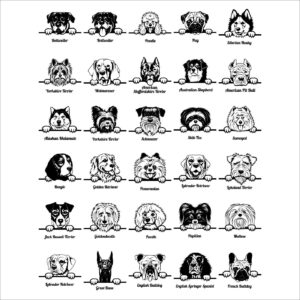 Peeking Dog Clipart-Vector Clip Art-Vinyl Cutter Plotter Images-T-Shirt Graphics CD