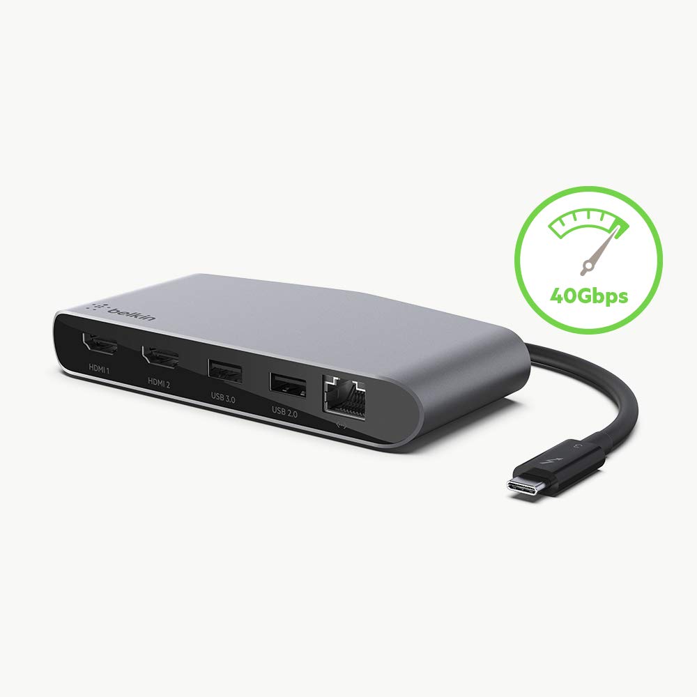 Belkin Thunderbolt 3 Dock Mini HD With Cable - Usb C Hub - Usb C Docking Station For Macos & Windows, Dual 4K @60hz, 40Gbps Transfer Speed, With Ethernet Port, BLACK