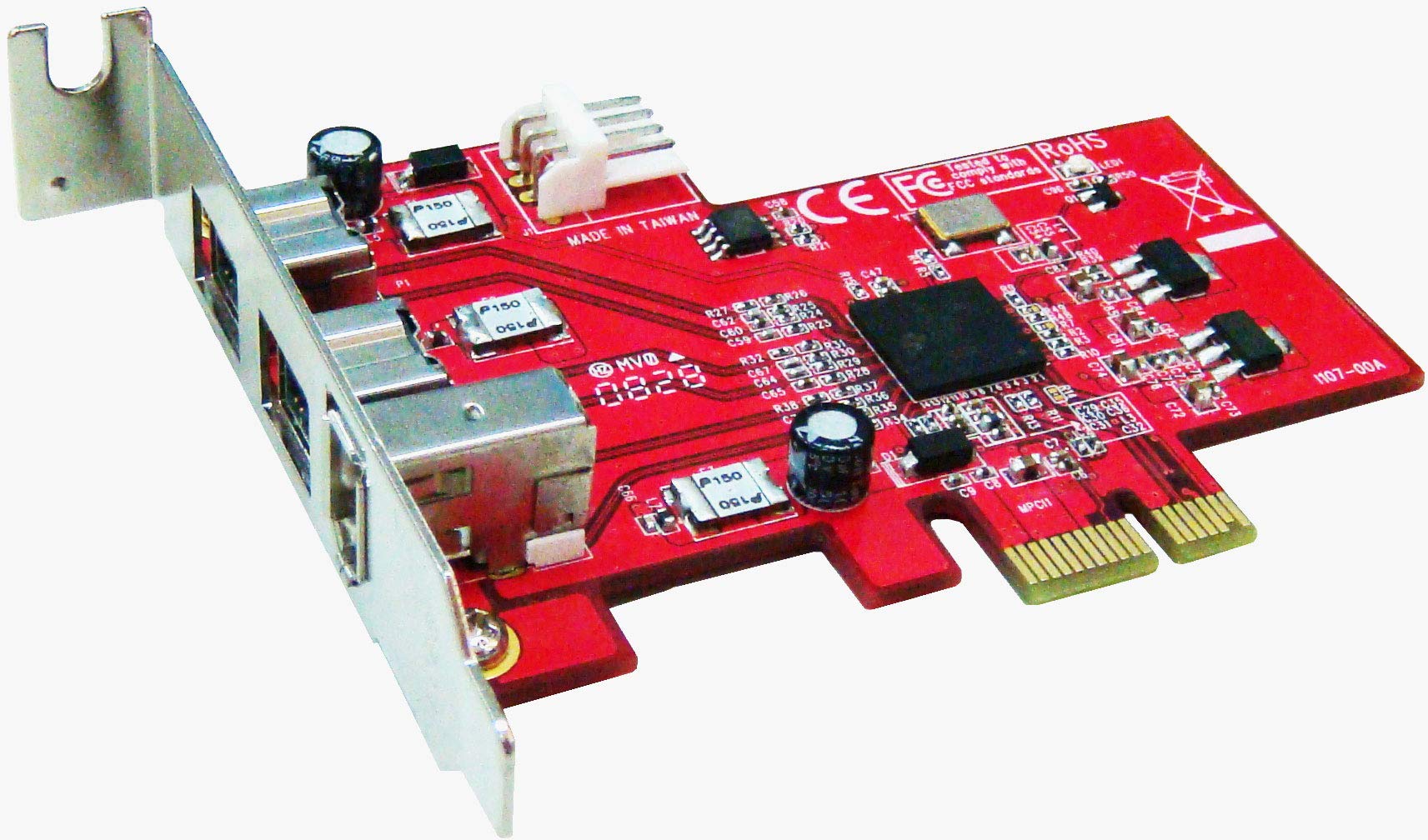 Ableconn PEX-FW107 1394b & 1394a 3-Port PCI Express (PCIe) Low Profile FireWire Host Adapter Card - TI XIO2213 Chipset