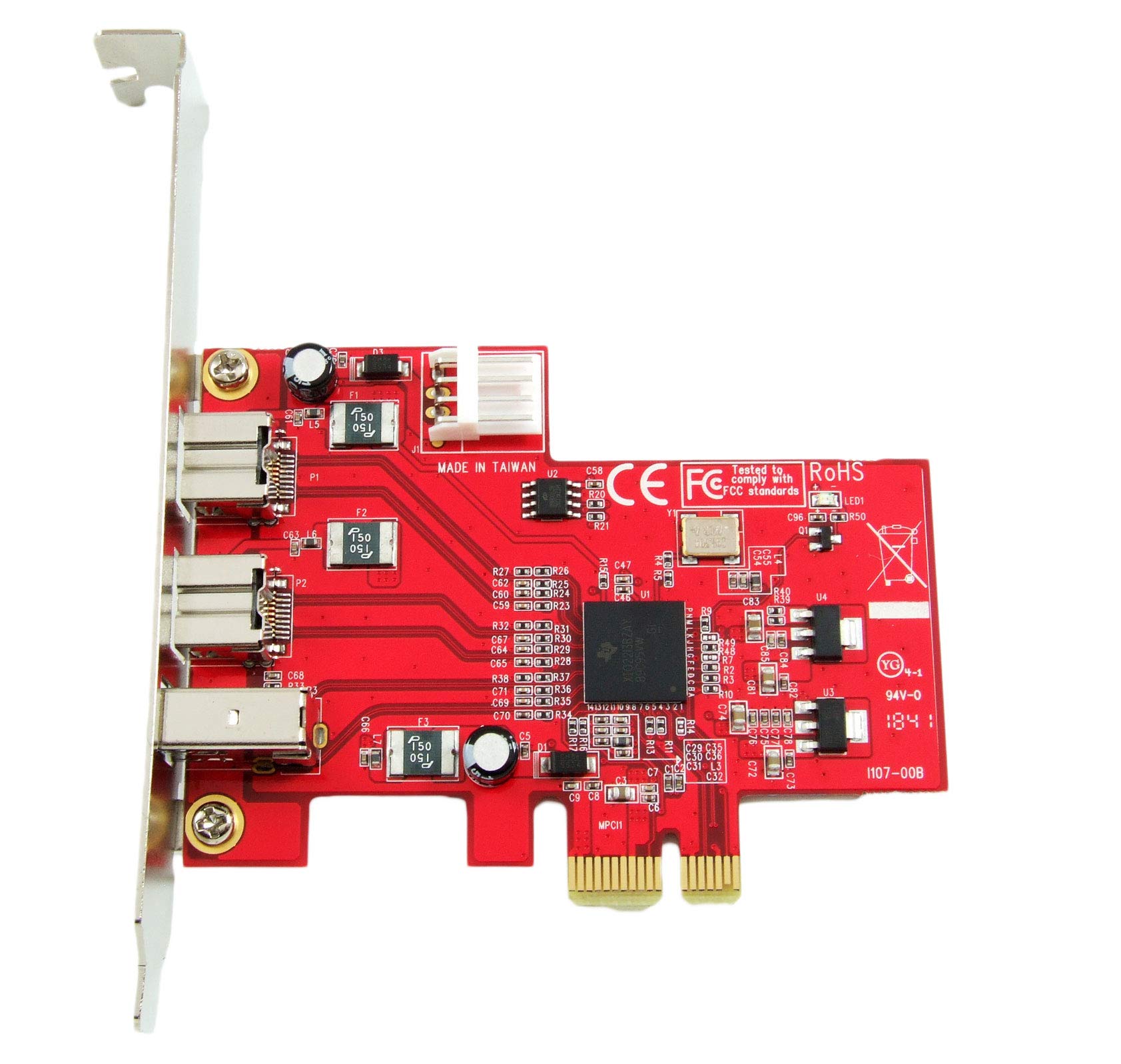 Ableconn PEX-FW107 1394b & 1394a 3-Port PCI Express (PCIe) Low Profile FireWire Host Adapter Card - TI XIO2213 Chipset