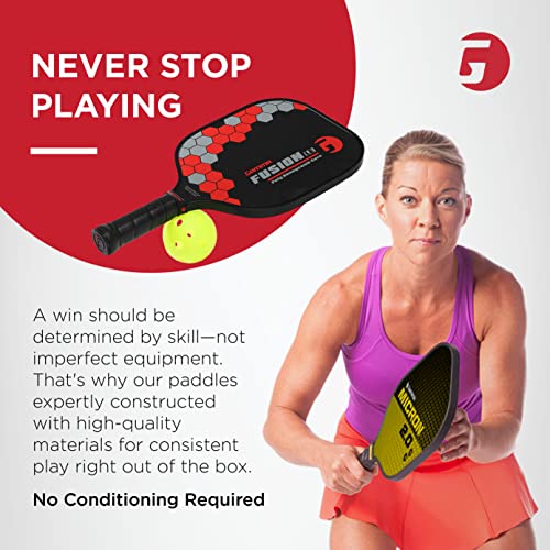 Gamma Sports Pickleball Paddles: Pickleball Rackets - Textured Fiberglass Face - Mens and Womens Pickle Ball Racquet - Indoor and Outdoor Racket: Fusion LE ~8 oz