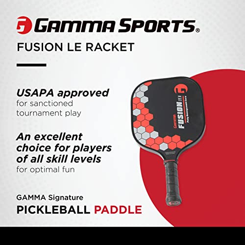 Gamma Sports Pickleball Paddles: Pickleball Rackets - Textured Fiberglass Face - Mens and Womens Pickle Ball Racquet - Indoor and Outdoor Racket: Fusion LE ~8 oz