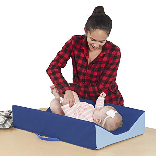 Factory Direct Partners 10421-NVPB SoftScape Ultra-Soft Daycare Baby and Infant Contoured Changing Pad, Non-Slip Bottom, Built-in Handle Easy to Transport Travel - Navy/Powder Blue