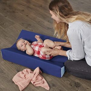 Factory Direct Partners 10421-NVPB SoftScape Ultra-Soft Daycare Baby and Infant Contoured Changing Pad, Non-Slip Bottom, Built-in Handle Easy to Transport Travel - Navy/Powder Blue