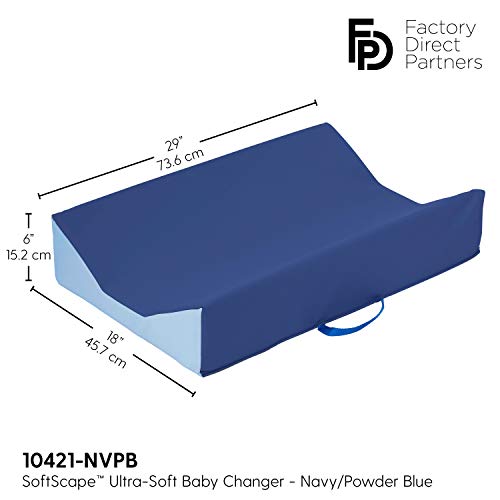 Factory Direct Partners 10421-NVPB SoftScape Ultra-Soft Daycare Baby and Infant Contoured Changing Pad, Non-Slip Bottom, Built-in Handle Easy to Transport Travel - Navy/Powder Blue