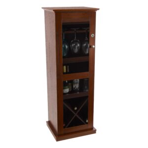 atlantic herrin bar cabinet, tempered glass lockable door, european hidden hinges, storage for 9 wine glasses & 16 bottles of wine, accessory drawer & liquor storage, pn 38408116 – textured chestnut