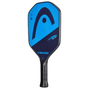 head fiberglass pickleball paddle - extreme elite paddle with honeycomb polymer core & comfort grip, blue/black, one size