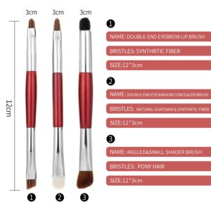 Protable Mini Makeup Brushes Set with Travel Case,5PCS Cosmetic Brushes Kit(Natural and Synthetic Hair)-Includes Foundation-Contouring-Blending-Blush And Eyeshadow Brushes(Travel Size) Red