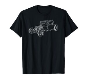 hot rod shirt classic coupe outline rust bucket rat race t-shirt