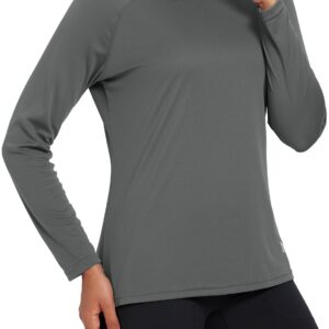 BALEAF Women's Workout Tops Long Sleeve Running Shirts Quick Dry Moisture Wicking Athletic T-Shirts for Exercise Gym Sports Yoga Charcoal Gray Size M