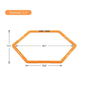 Max4out Hex Agility Rings Set of 6 Rings for Speed & Agility Footwork Training, Hexagon Ladder with Fitness Equipment Sport Workout Home Gym, Kids and Adults (Orange)