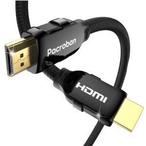 pacroban 8k hdmi cable 2.1, 48gbps ultra high speed hdmi cord, 4k@120hz, arc, earc, dolby atmos, hdcp 2.3, hdr, available in 3ft, 6ft, 10ft, 13ft, 16ft, 25ft, 30ft, 50ft, 75ft (3ft black)