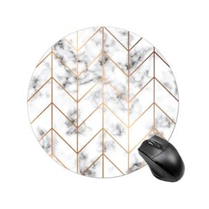 bybart black white marble stripe, round non-slip rubber, office accessories desk decor mouse pads for computers laptop