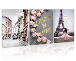 paris street scene romantic wall art eiffel tower painting pictures print on canvas modern artwork for living room dining room bedroom