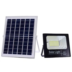 bsod 60w solar flood lights outdoor spotlight max 7670lm ip66 waterproof with remote controller,led floodlight built-in battery,solar panel lamp for garden,street, garage, pathway, pool, deck, yard