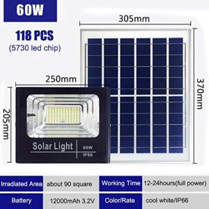 BSOD 60W Solar Flood Lights Outdoor Spotlight Max 7670LM IP66 Waterproof with Remote Controller,LED Floodlight Built-in Battery,Solar Panel Lamp for Garden,Street, Garage, Pathway, Pool, Deck, Yard