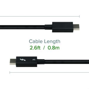 Plugable Thunderbolt 3 Cable 40Gbps Supports 100W (20V, 5A) Charging, 2.6ft / 80cm Thunderbolt-Certified USB C Compatible - Driverless