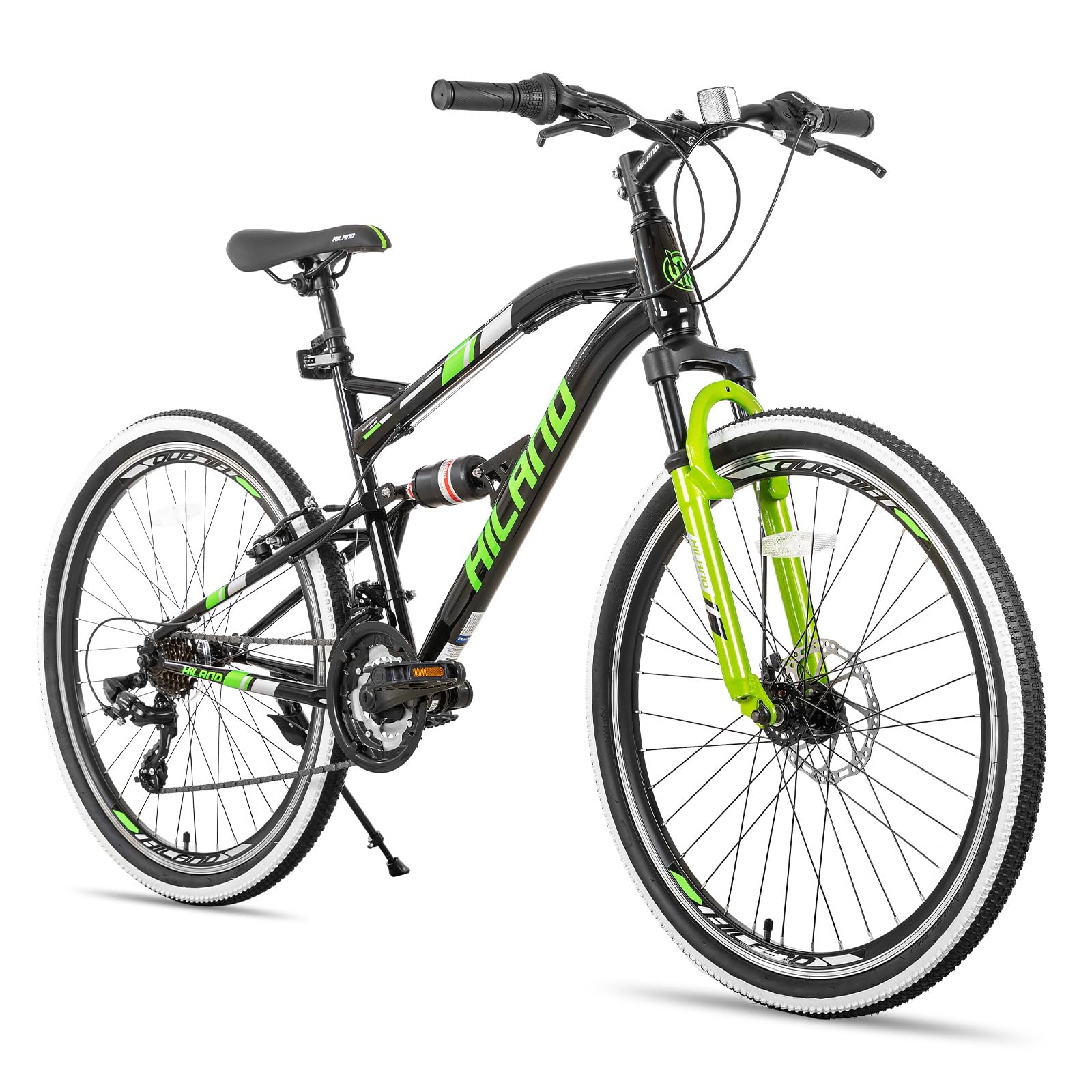 Hiland 26 Inch Mens Mountain Bike,Full-Suspension 21 Speeds Drivetrain with Disc-Brake MTB Bicycle, Bike for Men Women