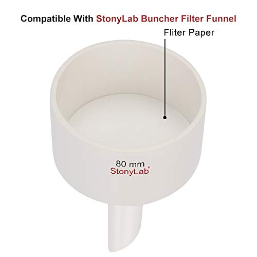 StonyLab Quantitative Filter Paper Circles, 74mm Diameter Cellulose Filter Paper with 20 Micron Particle Retention Medium Filtration Speed, Pack of 100