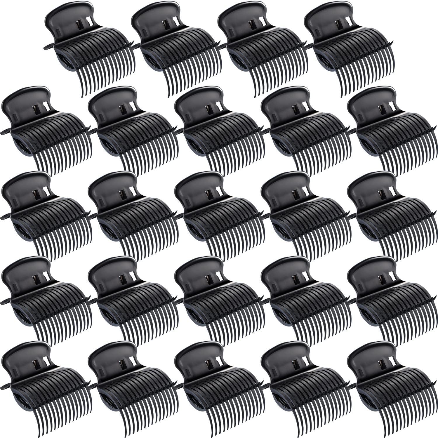 24 Pieces Hot Roller Clips Hair Curler Claw Clips Replacement Roller Clips for Women Girls Hair Section Styling (Black)