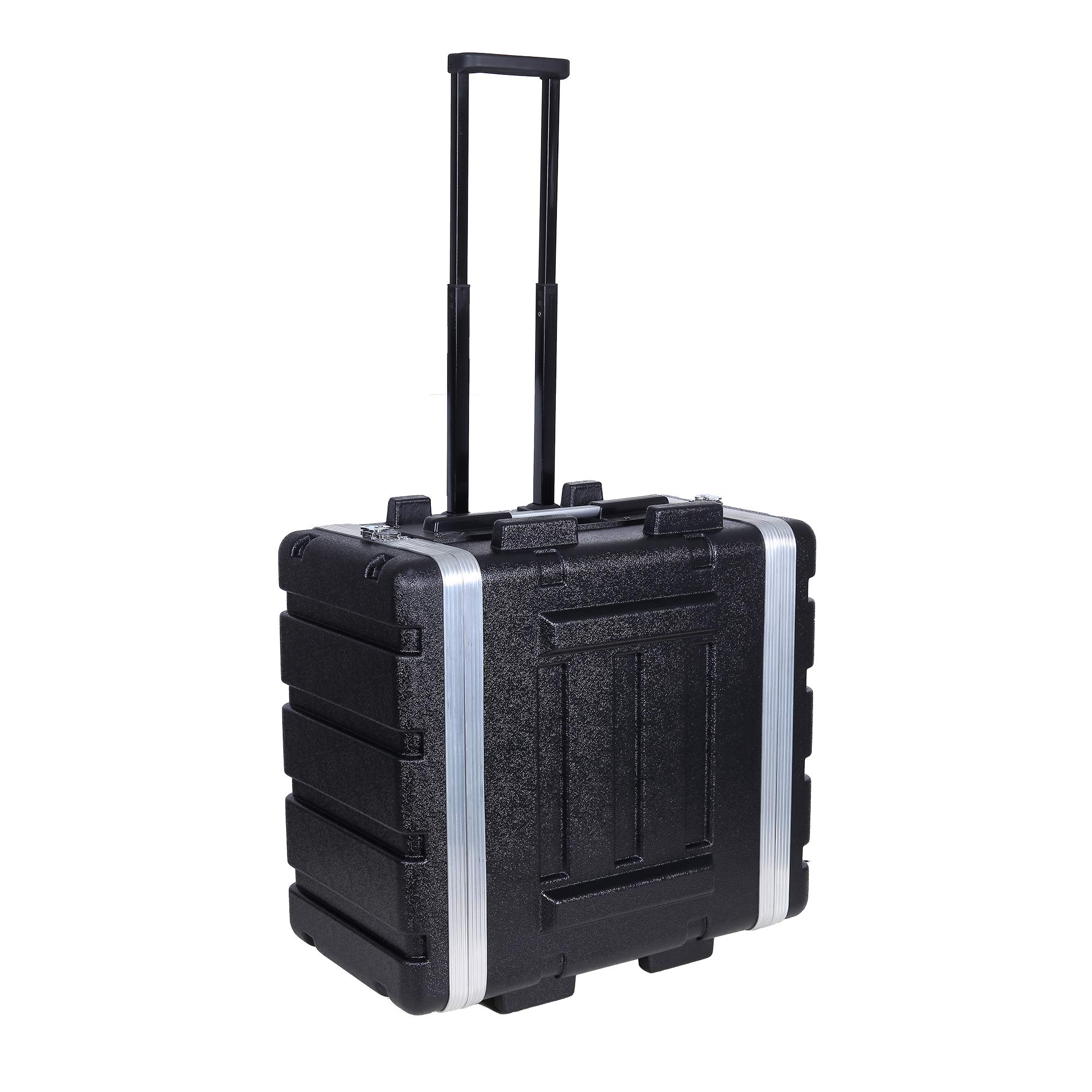 Crossrock Stackable Rack Case with Wheels, Strong Molded with Heavy Duty Hardware, 19.25” Depth, 5U-Standard (CRA8606UW)