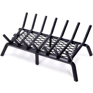 inno stage fireplace grates with gloves, firewood fire wood log holder rack 23.5 inch inside wrought cast iron grill fireplace log grate for outdoor camping cooking