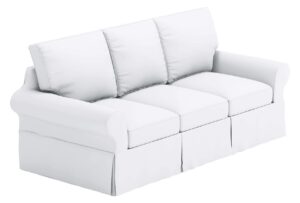 dense cotton sleeper cover. it fits pottery barn pb basic three seat sleeper sofa bed. a quality 3 seater sofa bed slipcover (white durable)