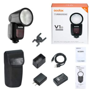 Godox V1-O Round Head Camera Flash Speedlite, 2.4G X Wireless HSS 76Ws Speedlight Flash with Li-on Battery Powered Compatible with Panasonic DSLR Cameras